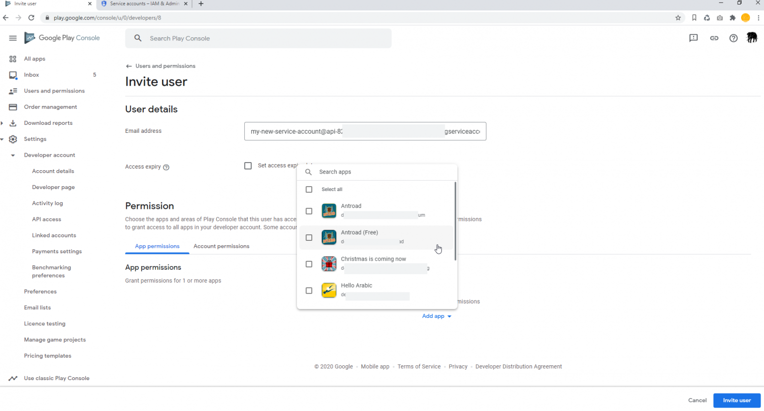 How to configure API access to Google Play Console