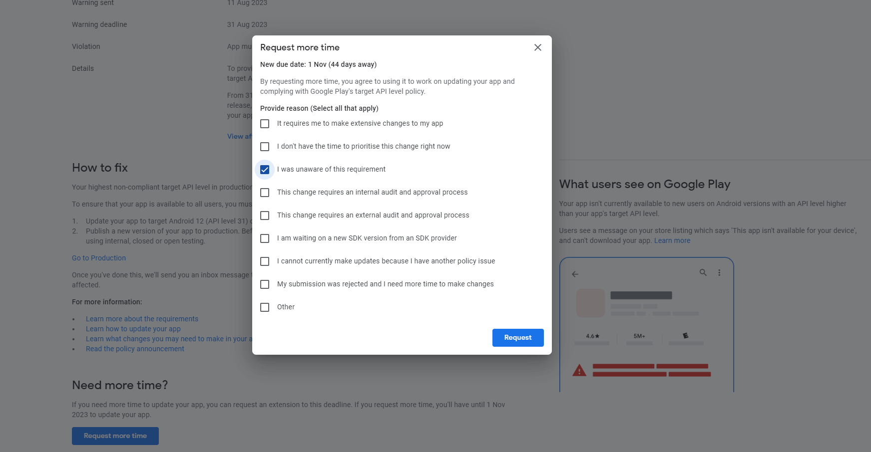 Google's Target API Level Requirements